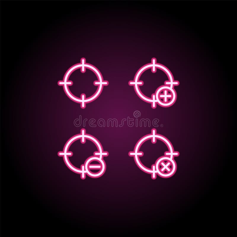 Target, Plus, Remove, Minus Sign Neon Icon. Simple Thin Line, Outline ...