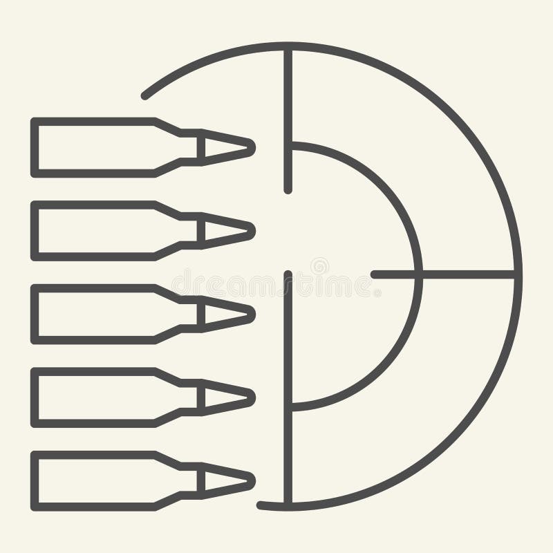 Target Practice Thin Line Icon. Aim and Bullets Vector Illustration ...