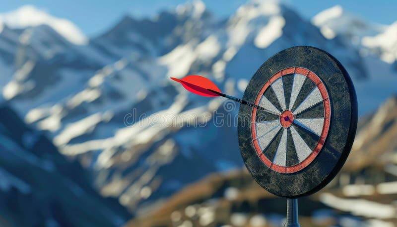 A Target with a Red Bullseye Sits on a Rock in Front of a Mountain ...