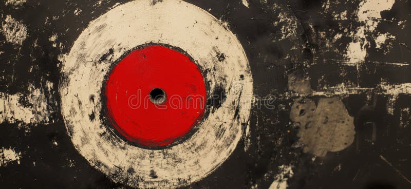 Target with Red Center and White Ring on Black Background, Abstract Art ...