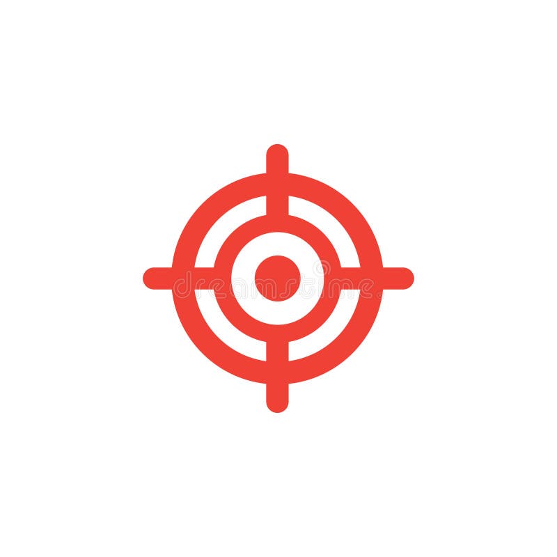 Target Red Icon on White Background. Red Flat Style Vector Illustration ...
