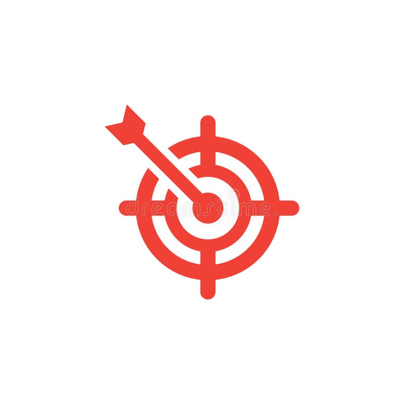 Target Red Icon on White Background. Red Flat Style Vector Illustration ...