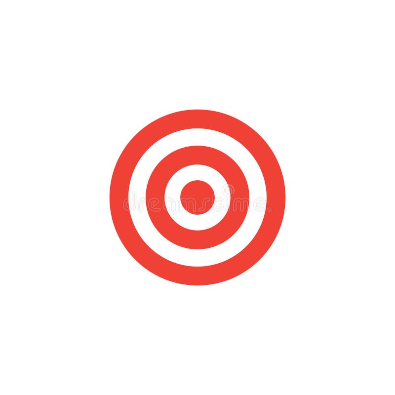 Target Red Icon on White Background. Red Flat Style Vector Illustration ...
