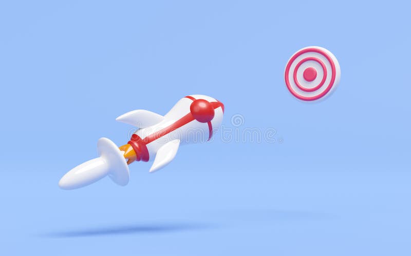 Target with Rocket. Business Strategy Concept, 3d Render Illustration ...