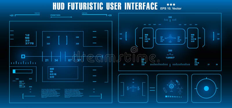 Target Set. HUD Futuristic Blue User Interface. Dashboard Display ...