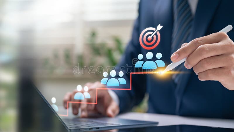 Target Setting and Leadership Strategy. Businessman Managing Team Growth and Planning for ...