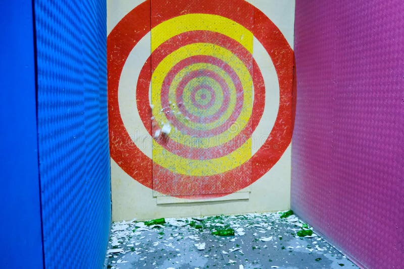 Target in the Shooting Range for Throwing Plates and Bottles on the ...