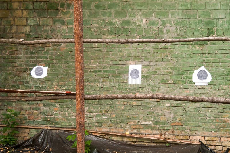 Target shooting wall stock photo. Image of brick, archery - 66666518