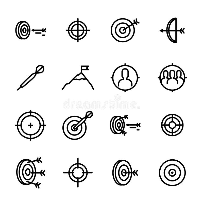 Target Destination Signs Black Thin Line Icon Set. Vector Stock Vector ...