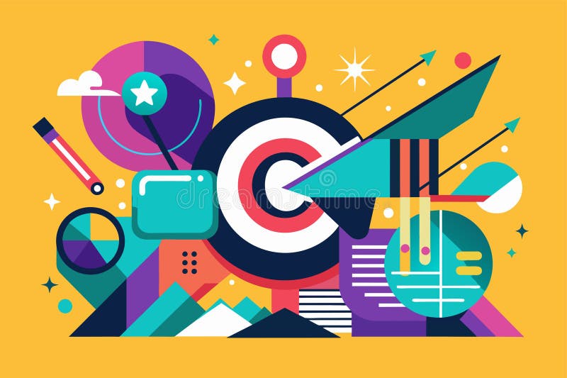 Target Surrounded by Various Colorful Objects in an Illustration ... Target Surrounded by Various Colorful Objects in an Illustration ...