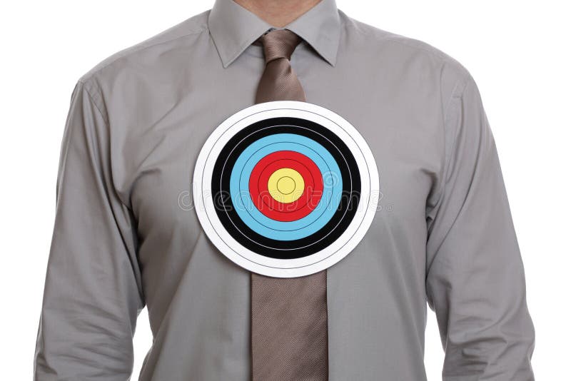 Target Symbol on Businessman Chest Stock Photo - Image of targeting ...