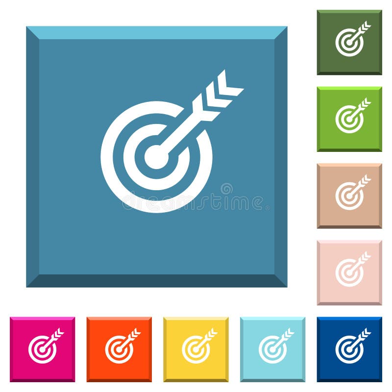 Target Table with Arrow White Icons on Edged Square Buttons Stock ...