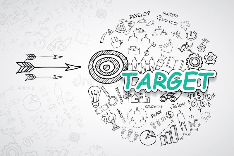 Target Text, with Creative Drawing Charts and Graphs Business Success ...