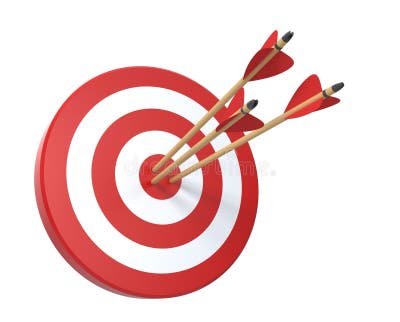 Target with three arrows stock illustration. Illustration of center ...