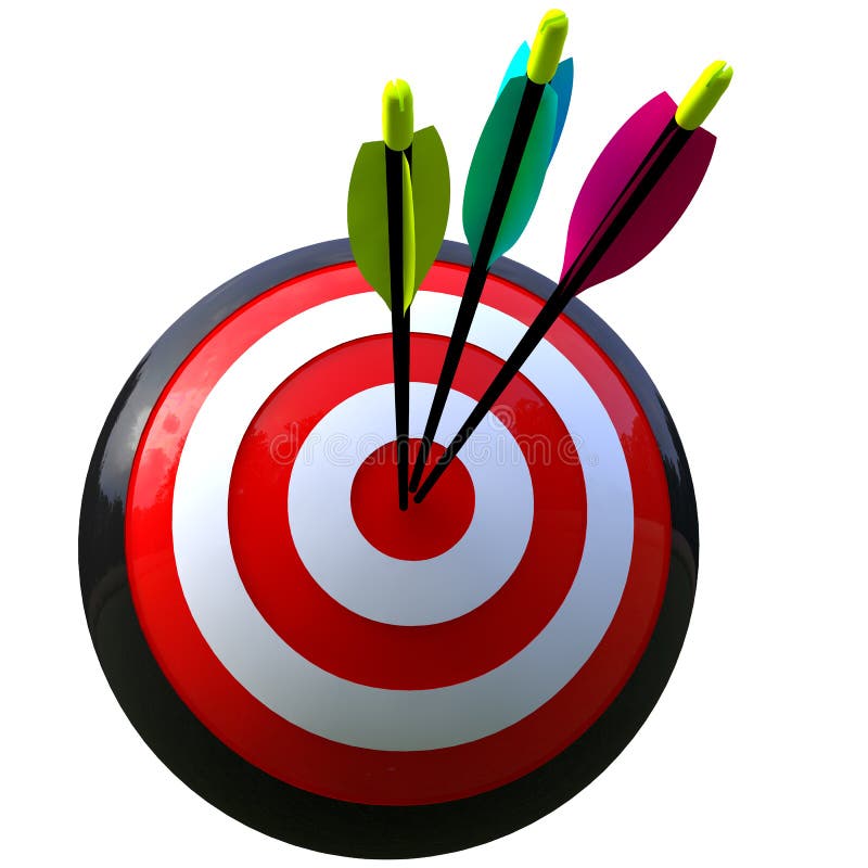 Target with three arrows stock illustration. Illustration of blue ...