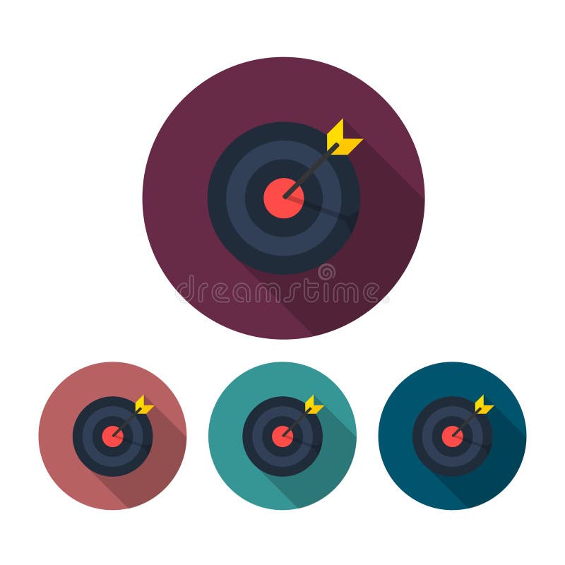 Target Vector Icon Symbol, Flat Design, Long Shadow, Eps 10 Stock ...