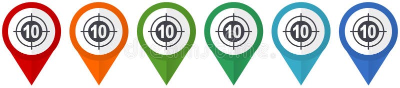 Target Vector Pointers, Set of Colorful Flat Design Icons Isolated on ...