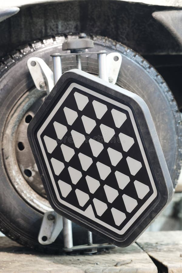 Target of Wheel Alignment Equipment on a Car`s Wheel Stock Image ...