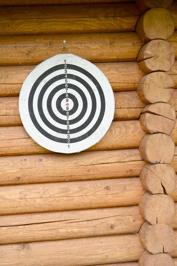 Target on wooden log wall stock image. Image of cracked - 73908883