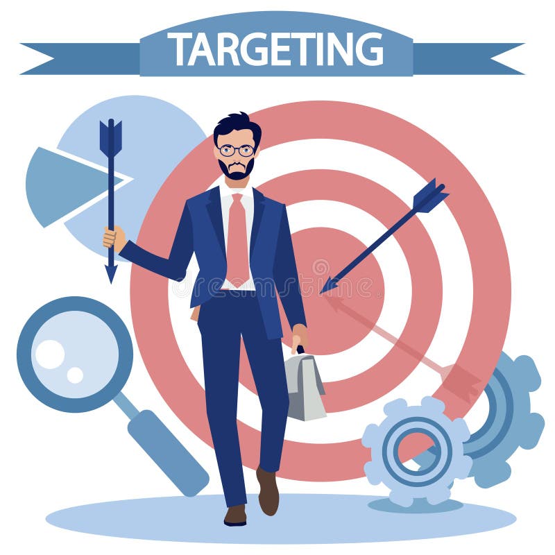 Targeted Advertising, Business. Flat Style Cartoon Vector Stock Vector ...