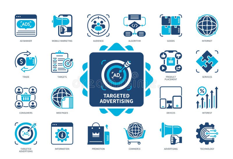 Targeted Advertising Solid Icon Set Stock Illustration - Illustration ...