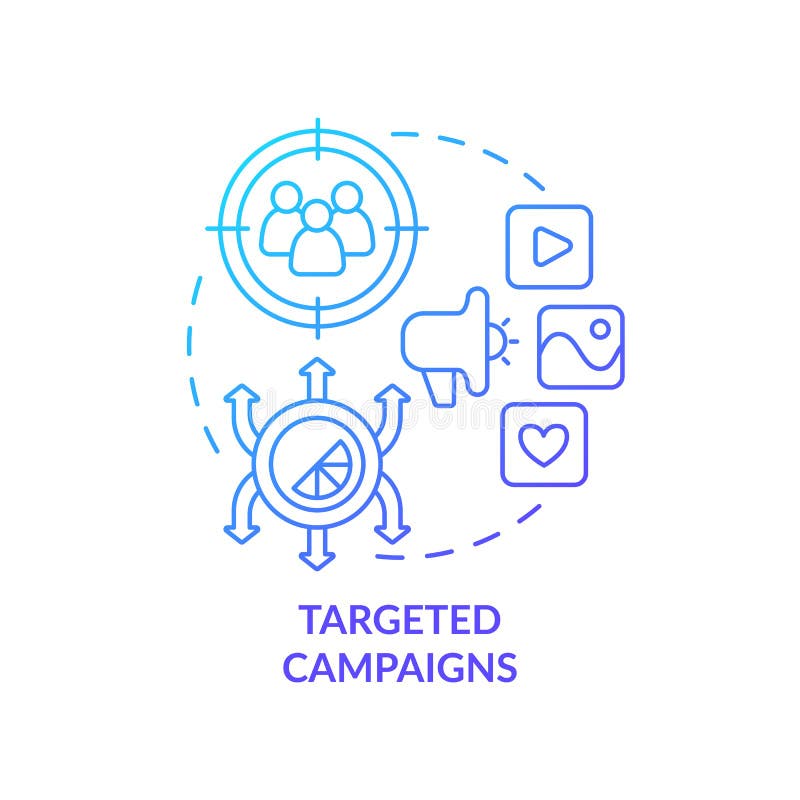 Targeted Campaigns Blue Gradient Concept Icon Stock Vector ...