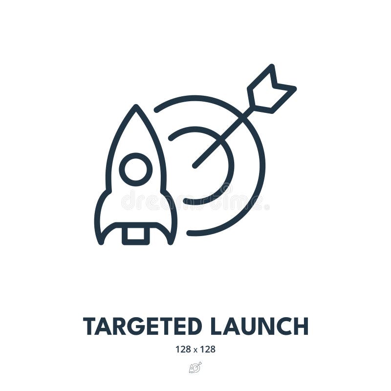 Targeted Launch Icon. Start Up, Idea, Goal. Editable Stroke. Vector ...