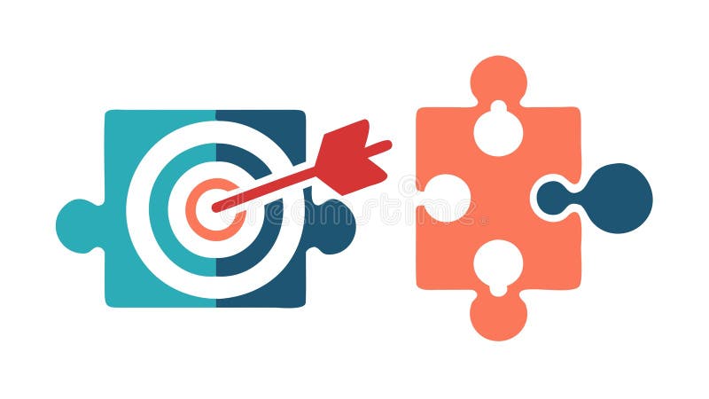 Targeted Solution Puzzle. Goal Achievement Concept, Vector Design ...
