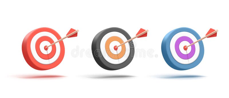 Targeting Board with Arrow in the Center, Digital 3d Render Icon Set in ...