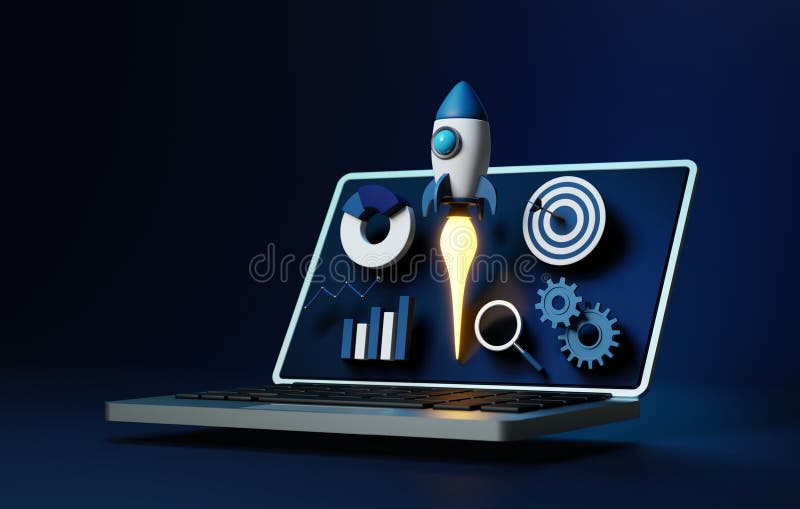 Targeting Business Growth, Digital Vision and Strategy, 3D Illustrated ...