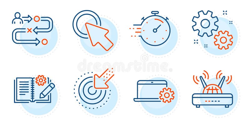 Timer, Work and Engineering Documentation Icons Set. Targeting ...