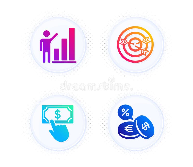 Targeting, Payment Click and Graph Chart Icons Set. Currency Exchange ...