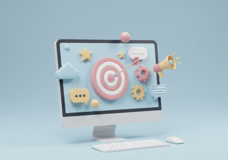 Targeting Success Concept on Computer Screen with Bullseye and Arrow ...