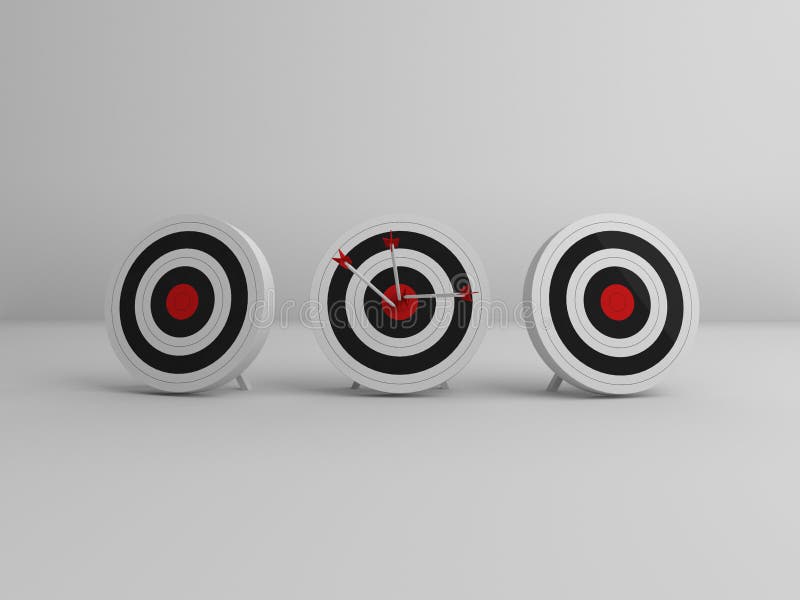 3 Targets with 3 Arrows in the Middle Stock Illustration - Illustration ...