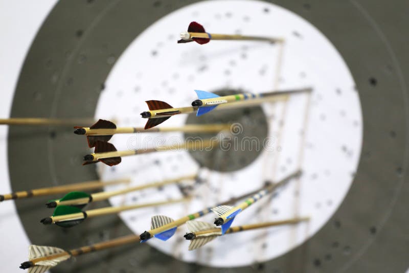Targets at a Bow Shooting Range with Arrows in Them Stock Image - Image ...