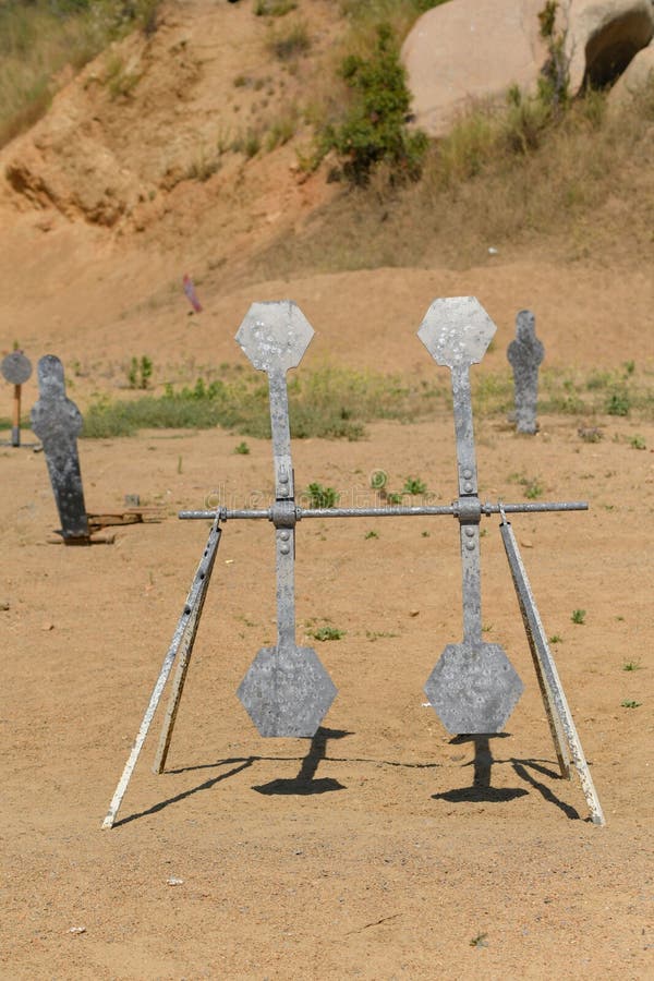 Targets at a Shooting Range Set Up in a Desolate Outdoor Area ...