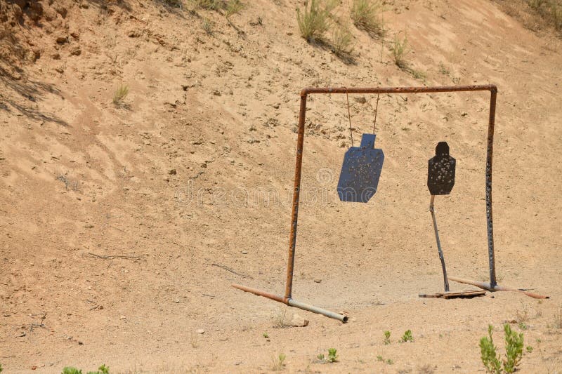 Targets at a Shooting Range Set Up in a Desolate Outdoor Area ...