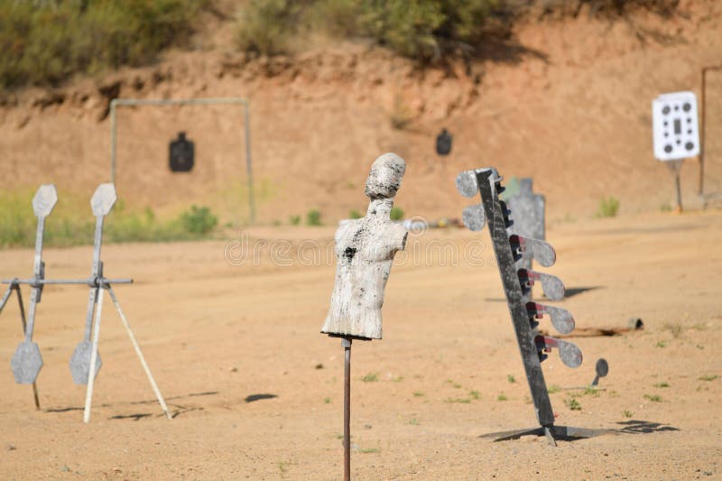 Targets at a Shooting Range Set Up in a Desolate Outdoor Area ...