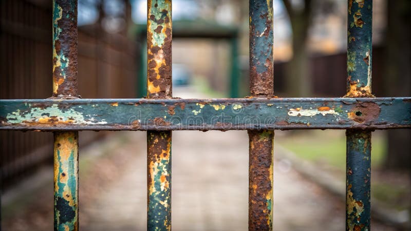 Tariff BarrierRusty Metal Gate with Peeling Paint Creates Visual ...