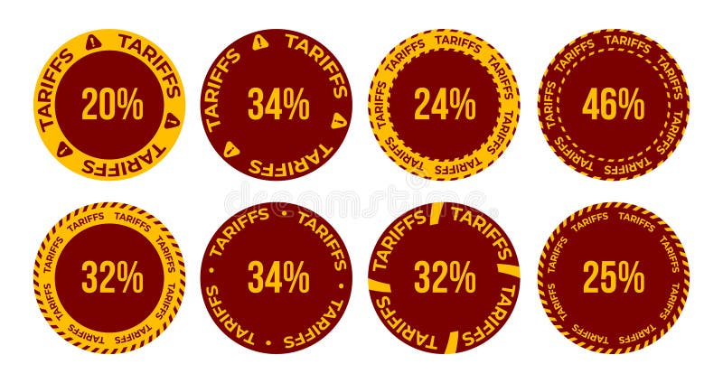 Tariff Percentage Badges with Warning Text and Circular Frames in ...
