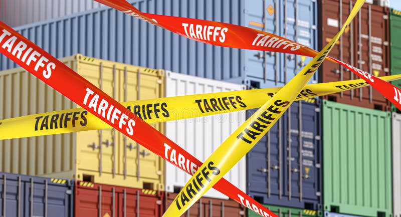 Tariffs Barrier Tapes Blocking International Trade 3d Stock ...