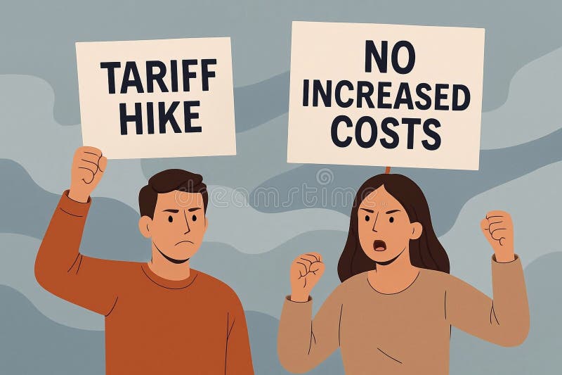 Tariffs. Tariff protests stock image. Image of banner - 375411351