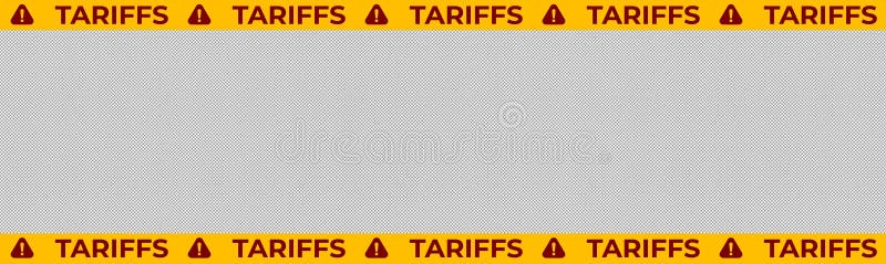 Tariffs Warning Border Frame with Caution Icons on Transparent ...