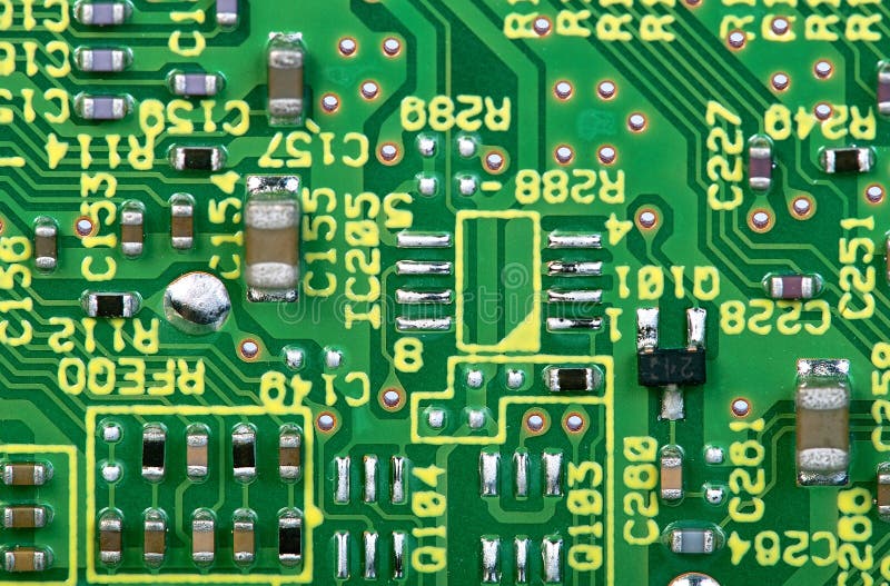 Tarjeta De Circuitos Con Los Resistores Y El LED Foto de archivo ...