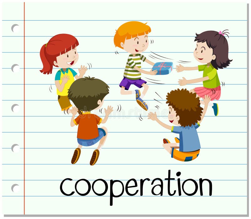 Tarjeta De La Palabra Con La Cooperación Ilustración del Vector ...