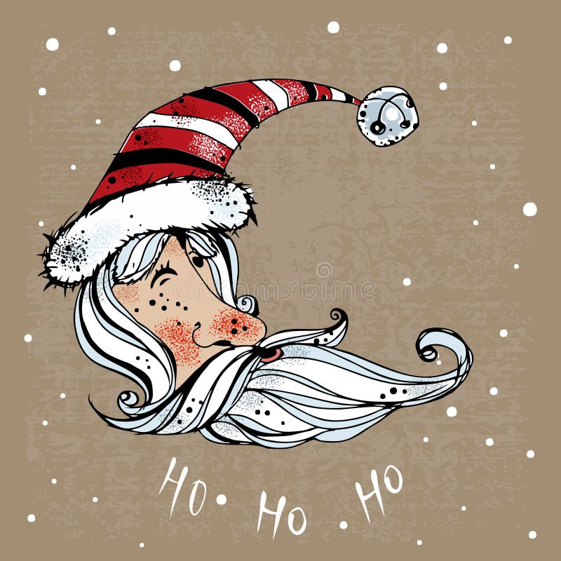 Tarjeta De Navidad Con Santa Claus. 205 Ho Co. Vector. Ilustración del ...