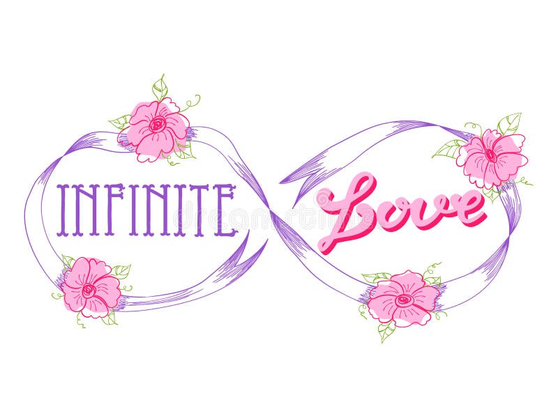 El Amor Infinito Florece Florencia Decorativa Del Corazón Dibujado A ...