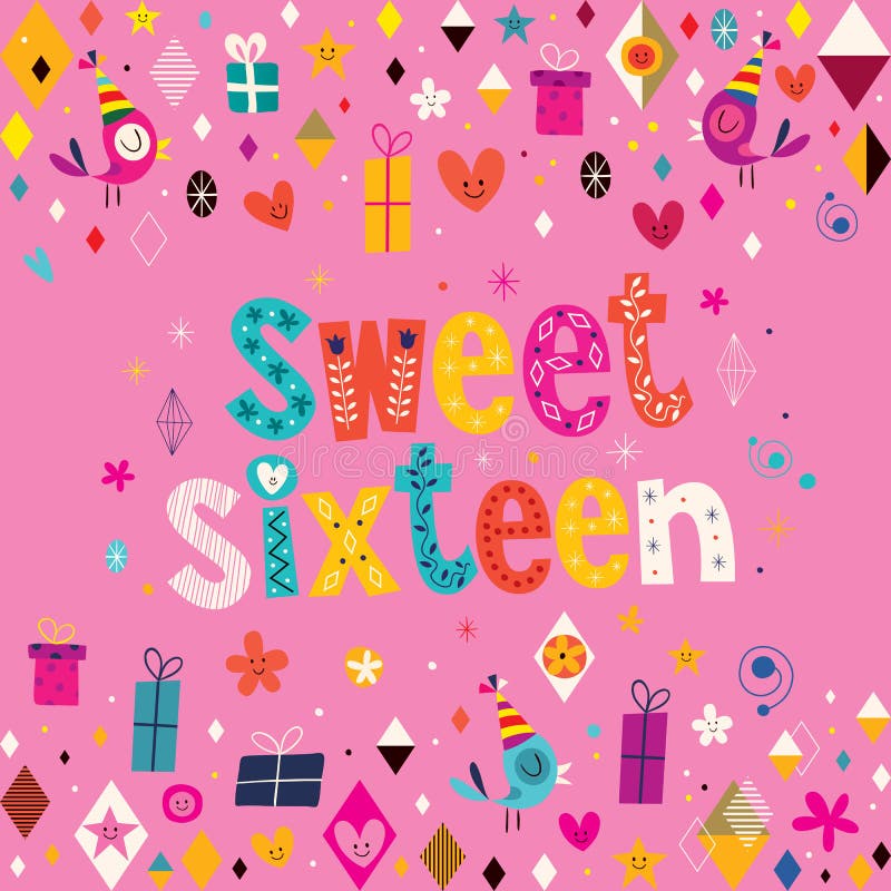 Dulce dieciséis ilustración del vector. Ilustración de tipo - 97451290