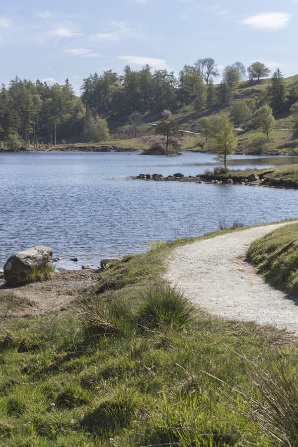 Tarn Hows UK stock photo. Image of white, blue, clouds - 92489378