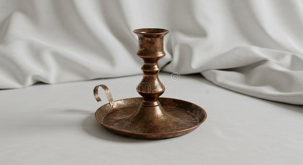 A Tarnished Bronze Candlestick with a Traditional Design, Featuring a ...